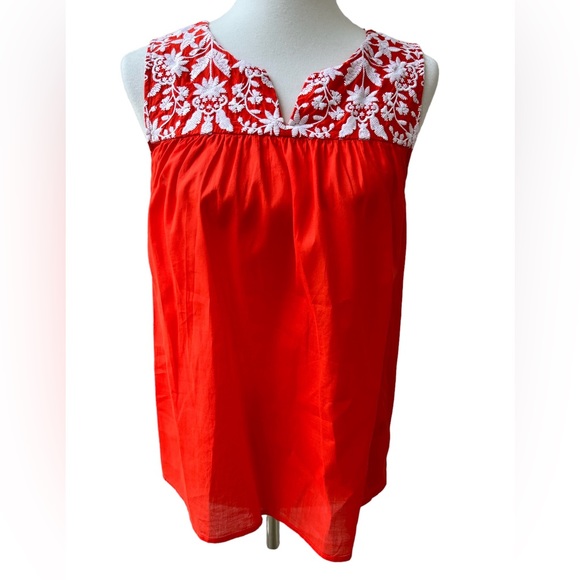 Talbots | Tops | Talbots Floral Embroidered Voile Shell Top Womens ...